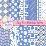 Free Sky Blue Baseball Digital Papers