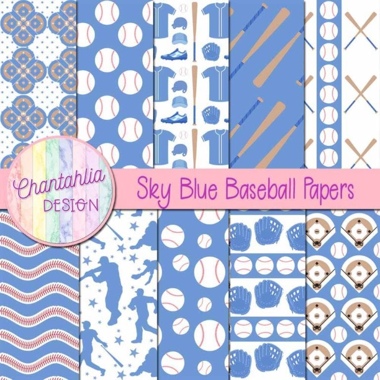 Free Sky Blue Baseball Digital Papers