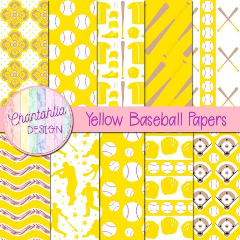 Free Yellow Baseball Digital Papers