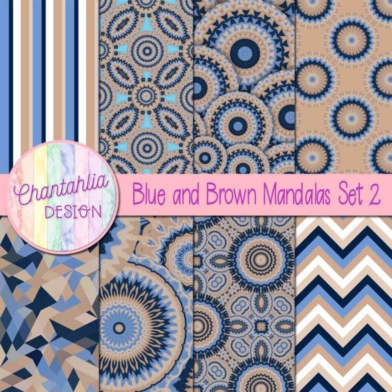 Free Blue and Brown Mandalas Digital Papers