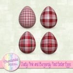 Free Dusty Pink and Daffodil Plaid Easter Eggs for Digital Scrapbooking
