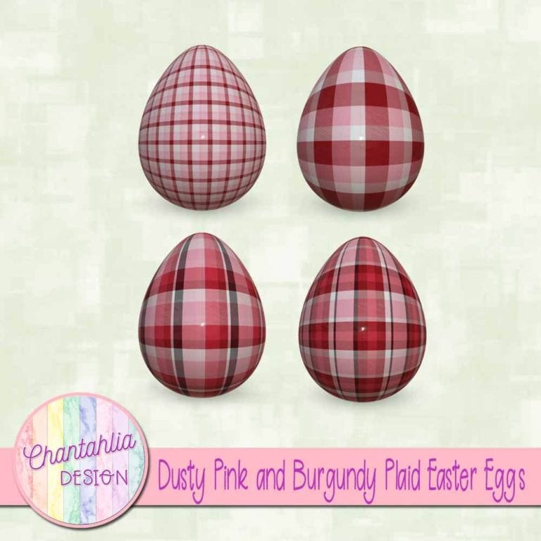Free Dusty Pink and Daffodil Plaid Easter Eggs for Digital Scrapbooking