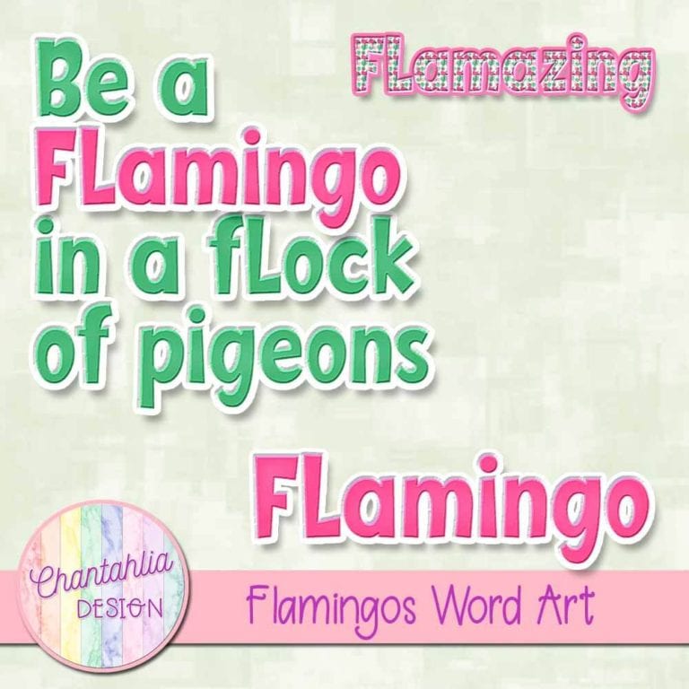 Free Flamingos Word Art