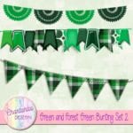 Free Green and Forest Green Bunting for Digital Scrapbooking