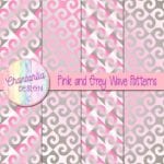Free Pink and Grey Digital Papers with Wave Designs