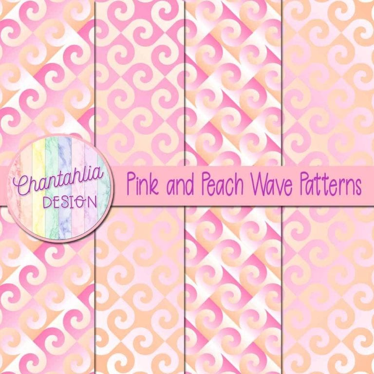 Free Pink and Peach Digital Papers with Wave Designs