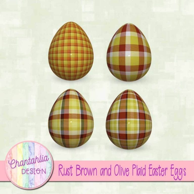 Free Rust Brown and Olive Plaid Easter Eggs for Digital Scrapbooking
