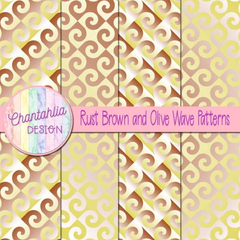 Free Rust Brown and Olive Digital Papers with Wave Designs