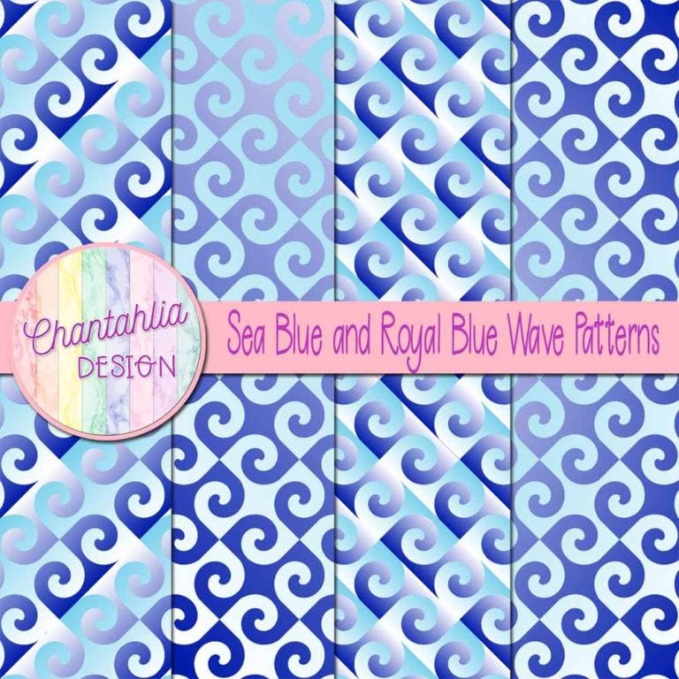 Free Sea Blue and Royal Blue Digital Papers with Wave Designs