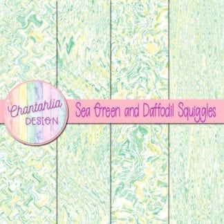 Sea Green and Daffodil Squiggles Digital Papers - Chantahlia Design