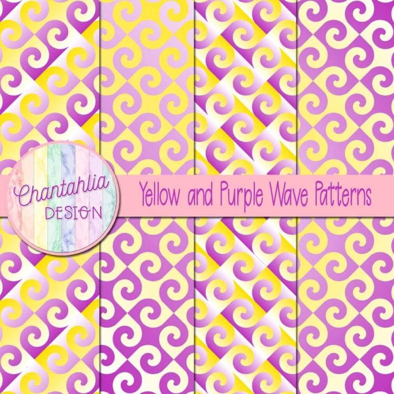 Free Yellow and Purple Digital Papers with Wave Designs