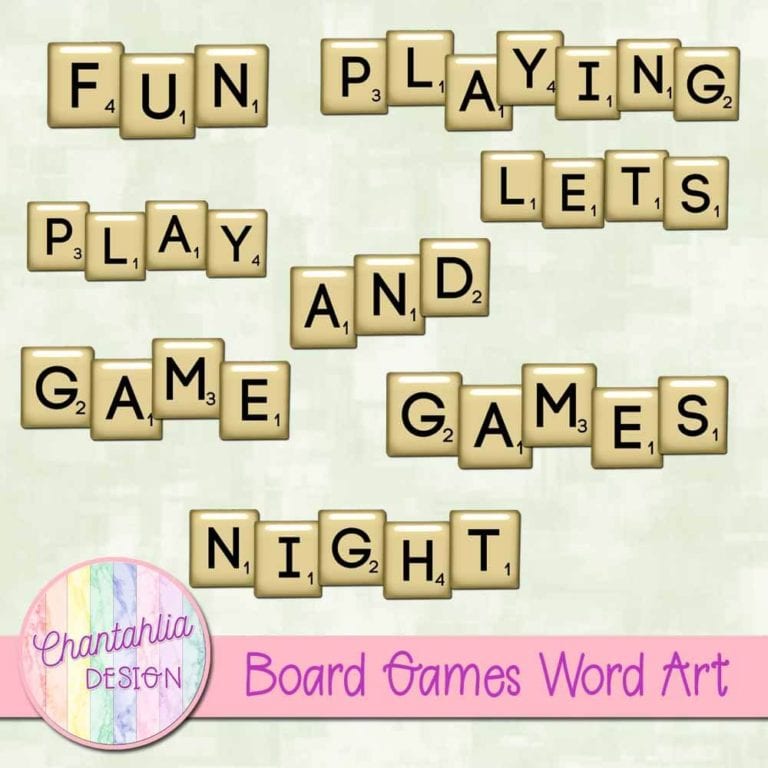 Free Board Games Word Art for Digital Scrapbooking and other Crafts