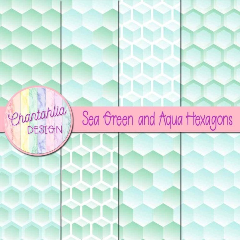 Free Sea Green and Aqua Digital Papers with Hexagons Designs