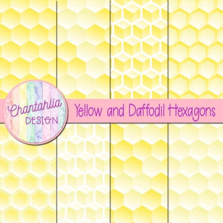 Free Yellow and Daffodil Digital Papers with Hexagons Designs