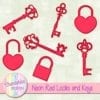 Free Neon Red Locks and Keys Design Elements