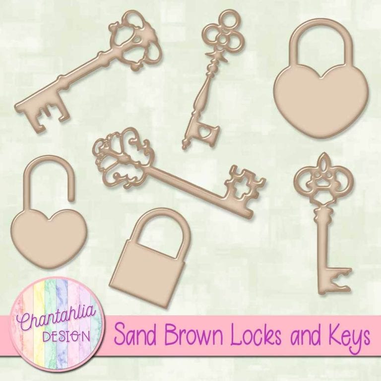 Free Sand Brown Locks and Keys Design Elements