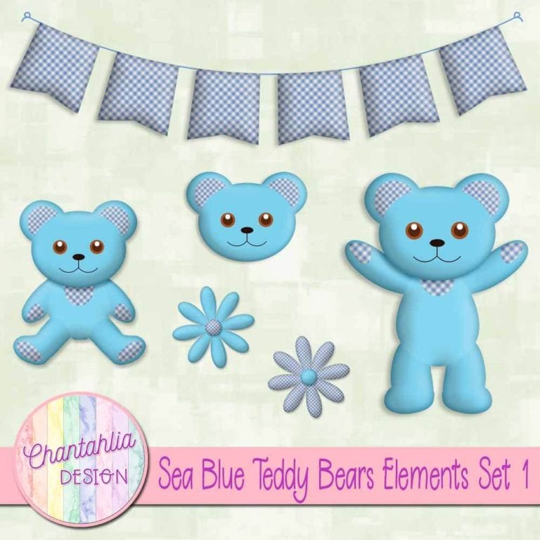 Free Sea Blue Teddy Bears Elements