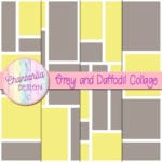 Free Grey and Daffodil Digital Papers with Collage Designs