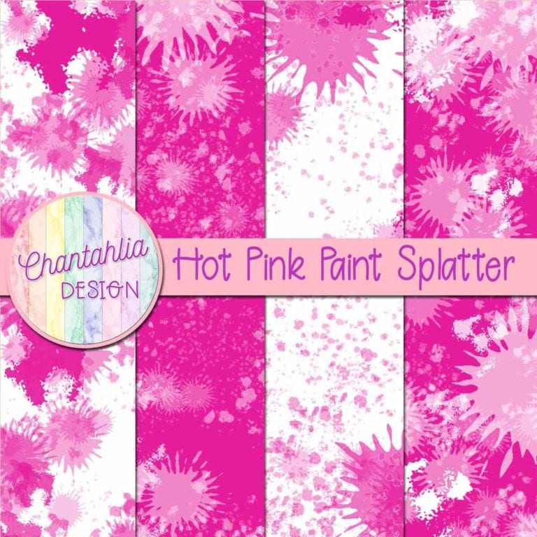 Free Digital Papers featuring Hot Pink Paint Splatter Designs