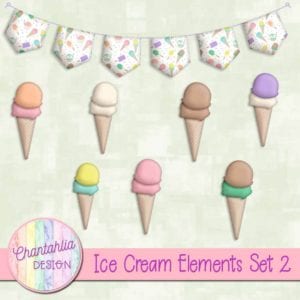 Free Ice Cream Design Elements for Digital Scrapbooking