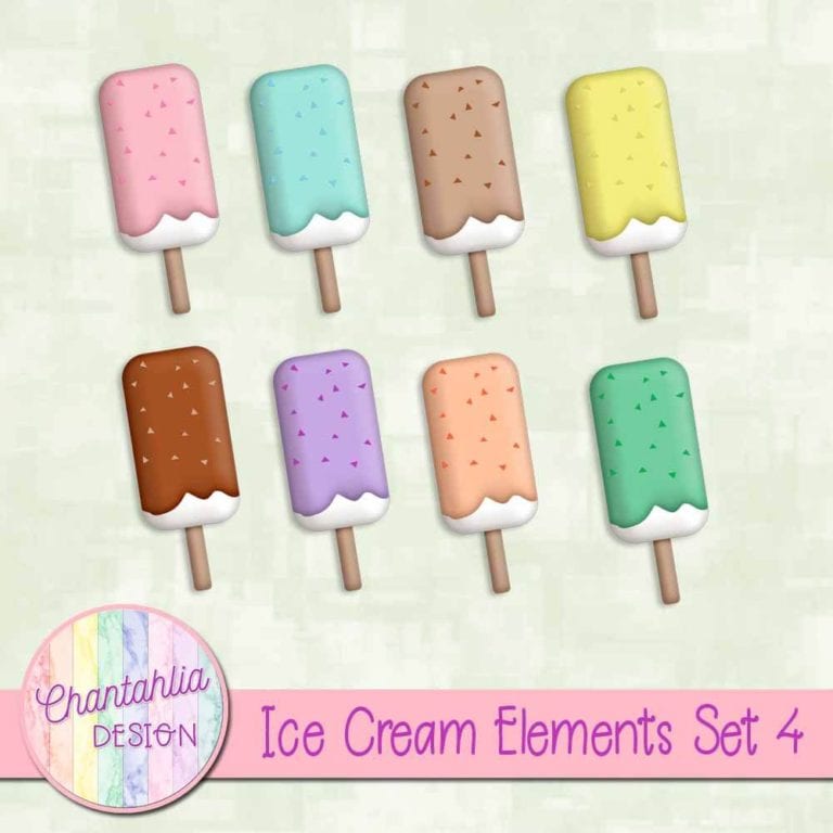 Free Ice Cream Design Elements for Digital Scrapbooking