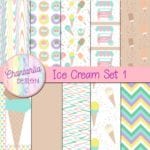 Free Ice Cream Digital Papers for Digital Scrapbooking