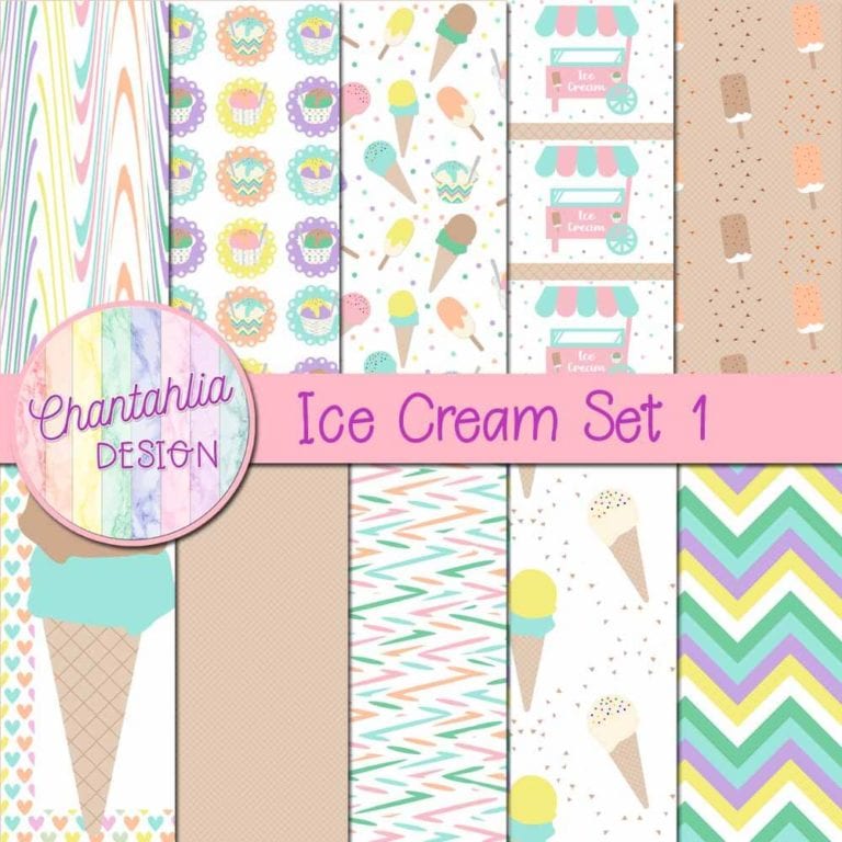 Free Ice Cream Digital Papers for Digital Scrapbooking