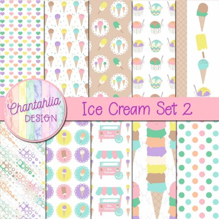 Free Ice Cream Digital Papers for Digital Scrapbooking