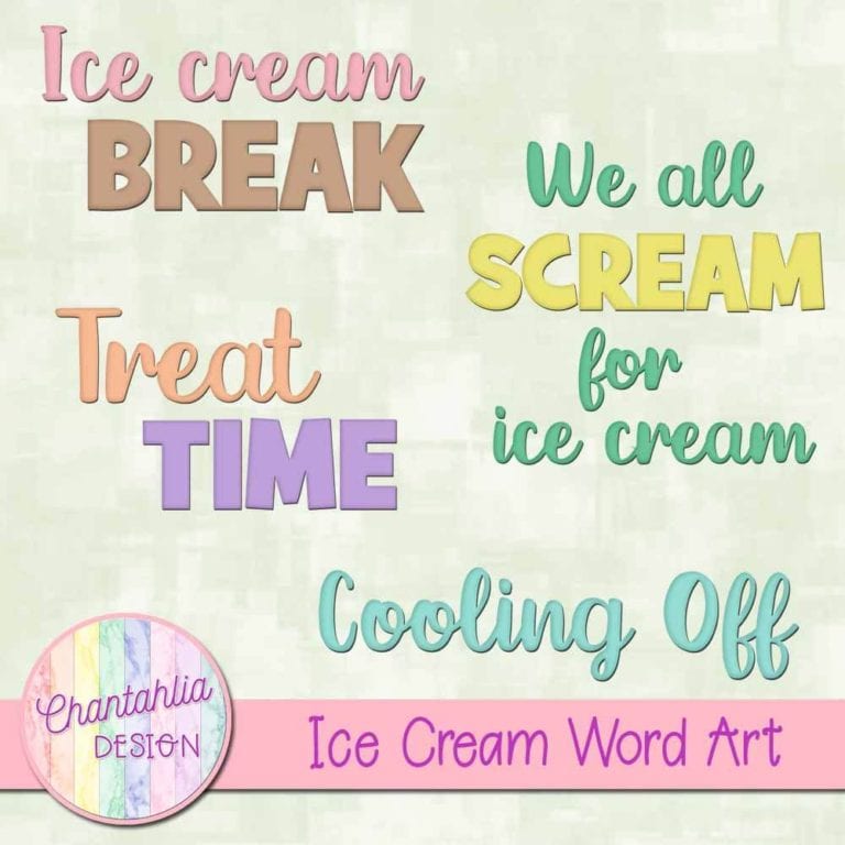 Free Ice Cream Word Art for Digital Scrapbooking and Other Crafts