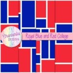 Free Royal Blue and Red Digital Papers with Collage Designs