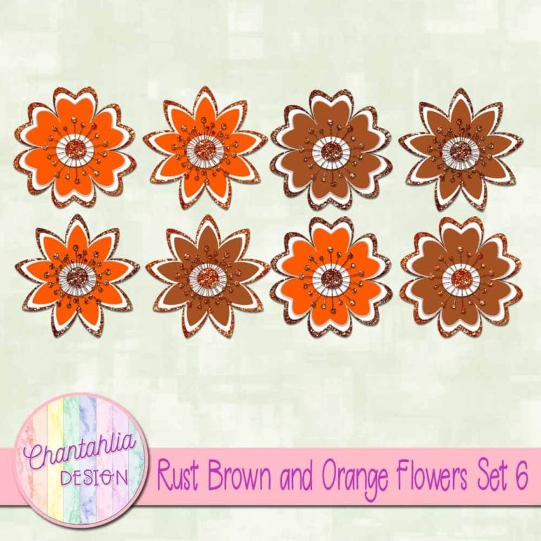 Free Rust Brown and Orange Flowers for Digital Scrapbooking