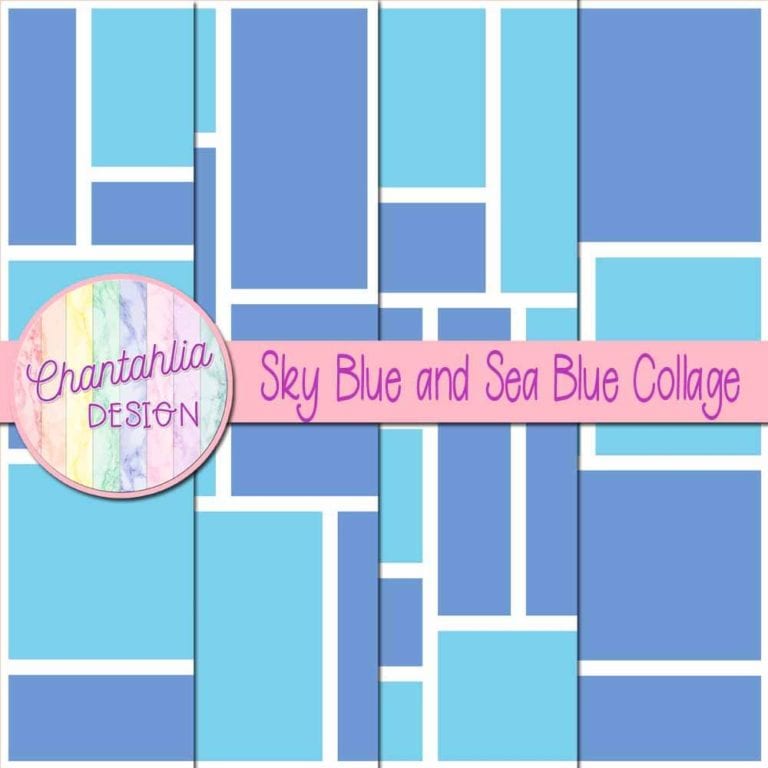 Free Sky Blue and Sea Blue Digital Papers with Collage Designs