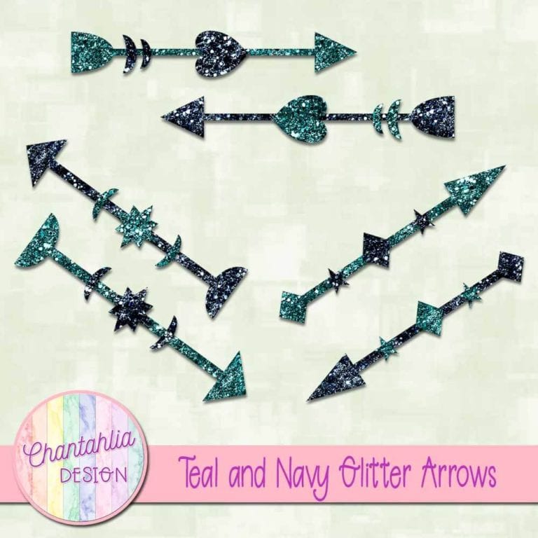 Free Teal and Navy Glitter Arrows for Digital Scrapbooking