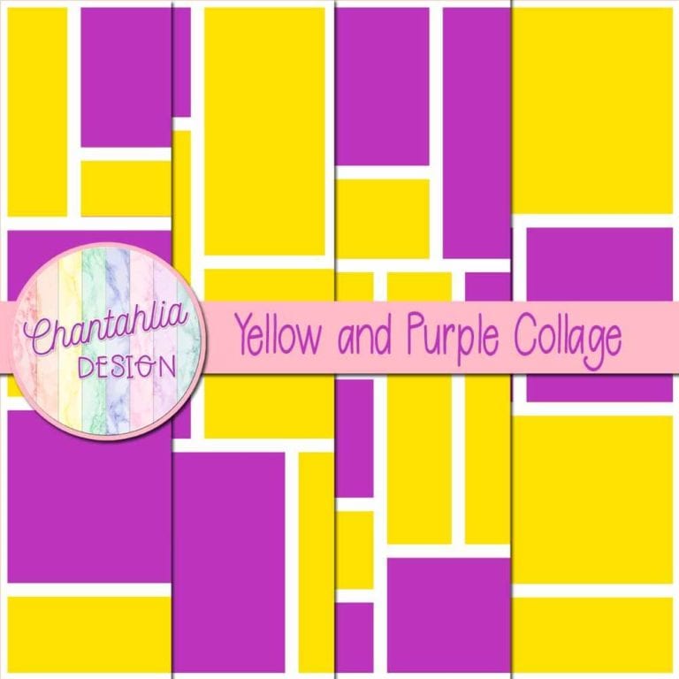 Free Yellow and Purple Digital Papers with Collage Designs