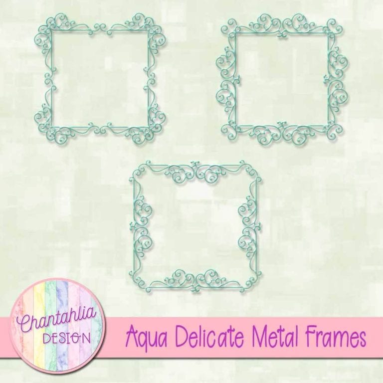 Free Aqua Delicate Metal Frames Design Elements