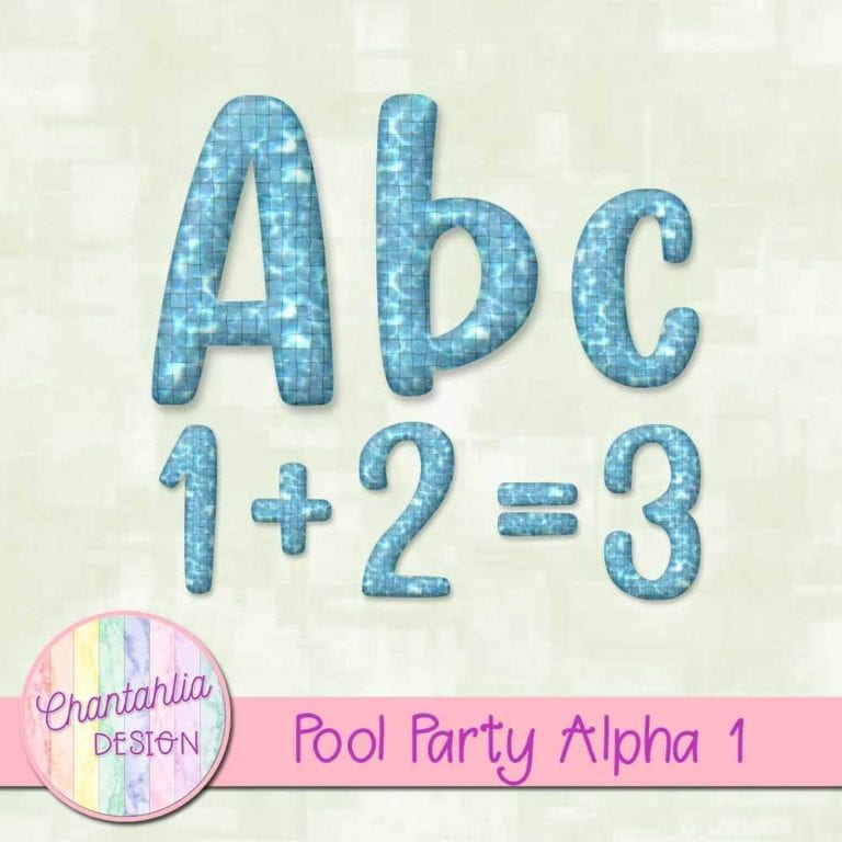 Free Pool Party Alpha for Digital Scrapbooking and Other Digital Crafts