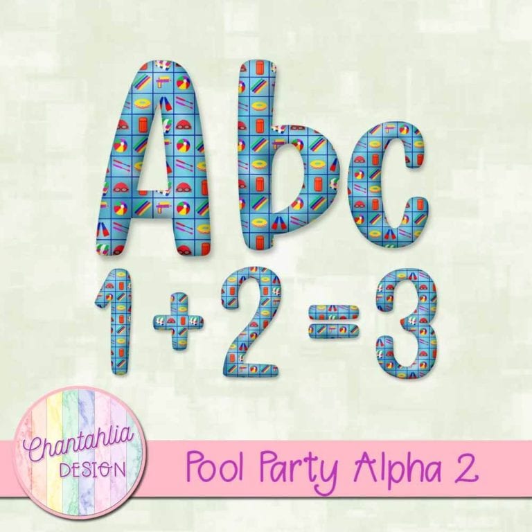 Free Pool Party Alpha for Digital Scrapbooking and Other Digital Crafts