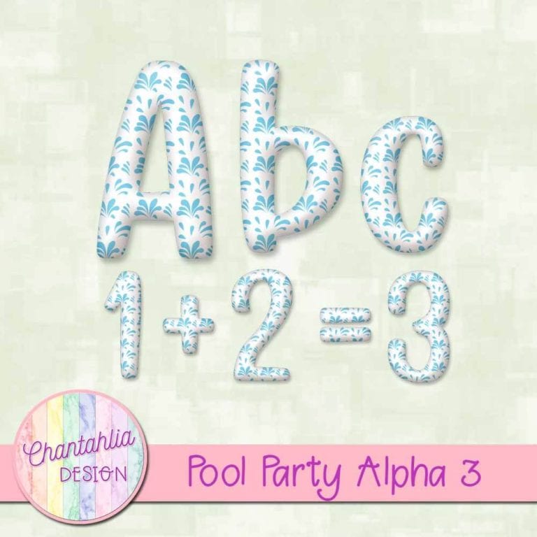 Free Pool Party Alpha for Digital Scrapbooking and Other Digital Crafts