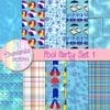 Free Pool Party Digital Papers for Digital Scrapbooking