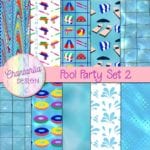 Free Pool Party Digital Papers for Digital Scrapbooking