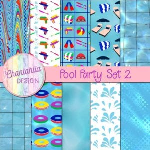 Free Pool Party Digital Papers for Digital Scrapbooking
