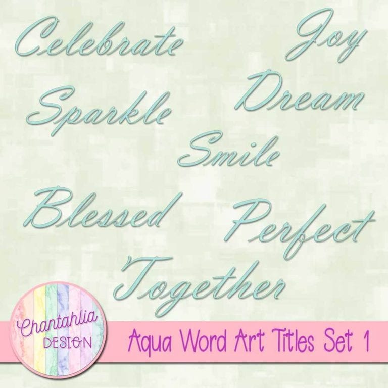 Free Aqua Word Art Titles Design Elements