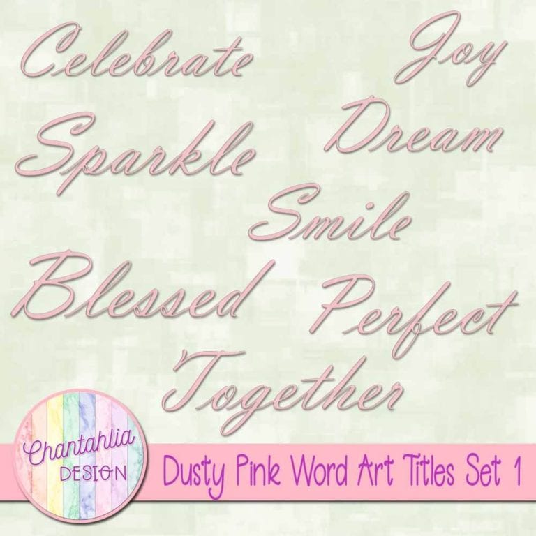 Free Dusty Pink Word Art Titles Design Elements