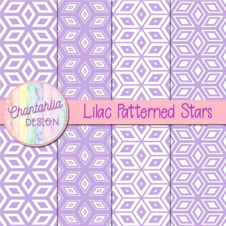 Free Digital Papers featuring Lilac Patterned Stars Designs