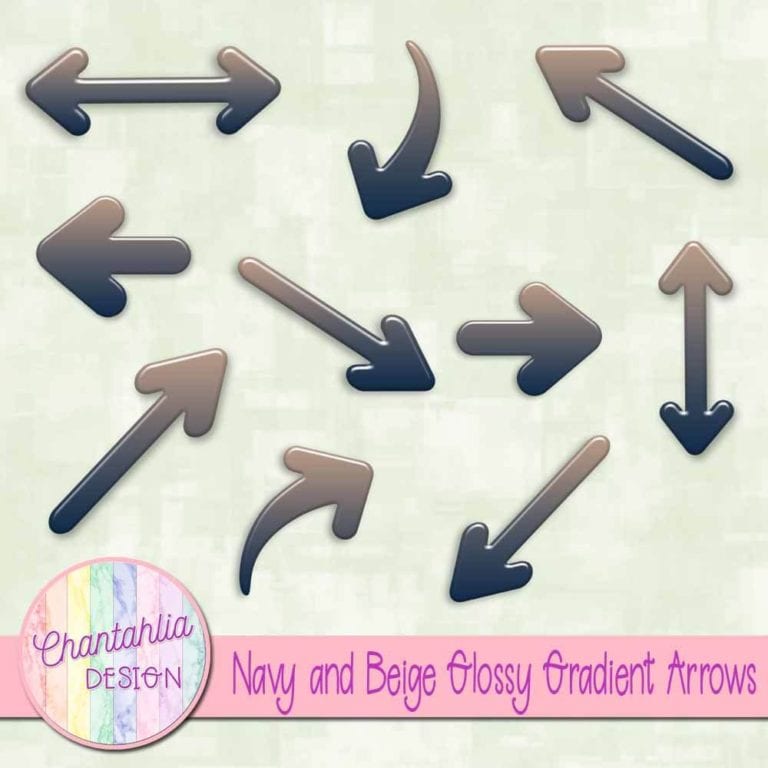 Free Navy and Beige Glossy Gradient Arrows for Digital Scrapbooking