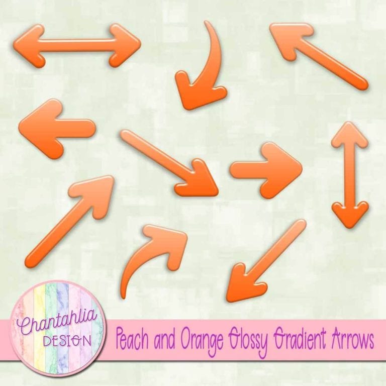 Free Peach and Orange Glossy Gradient Arrows for Digital Scrapbooking