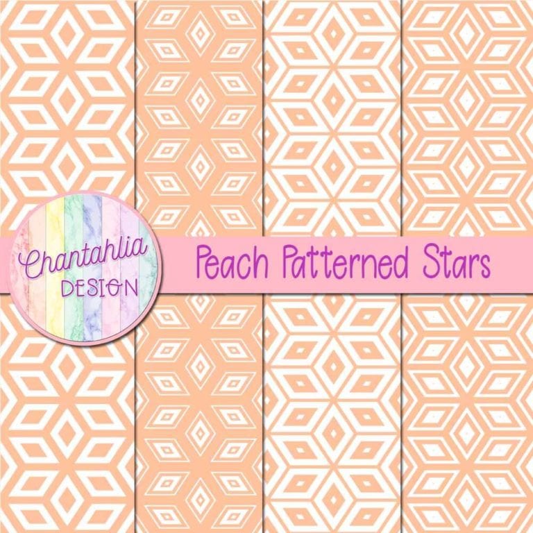 Free Digital Papers featuring Peach Patterned Stars Designs