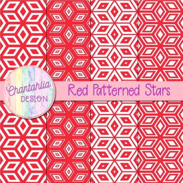 Free Digital Papers featuring Red Patterned Stars Designs