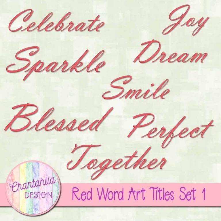 Free Red Word Art Titles Design Elements