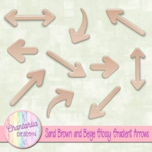 Free Sand Brown and Beige Glossy Gradient Arrows for Digital Scrapbooking